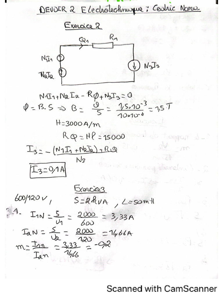 Devoir 2 Électrotechnique | PDF