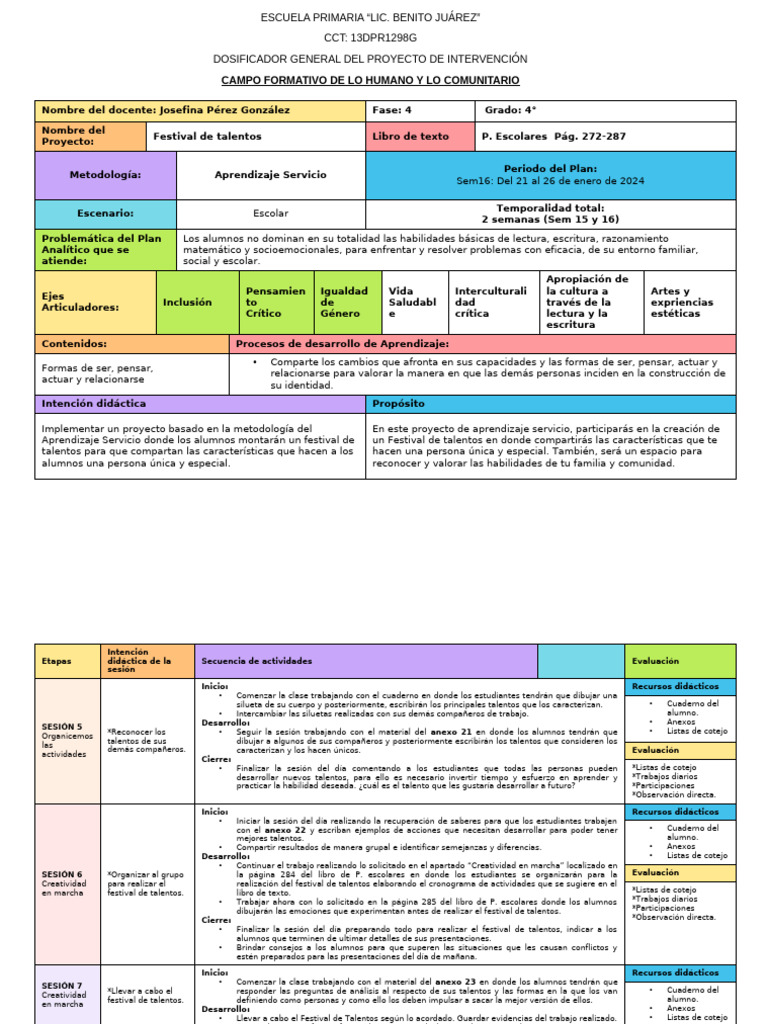 Campo Formativo de Lo Humano y Lo Comunitario Semana 16 | PDF | Evaluación | Crecimiento ...