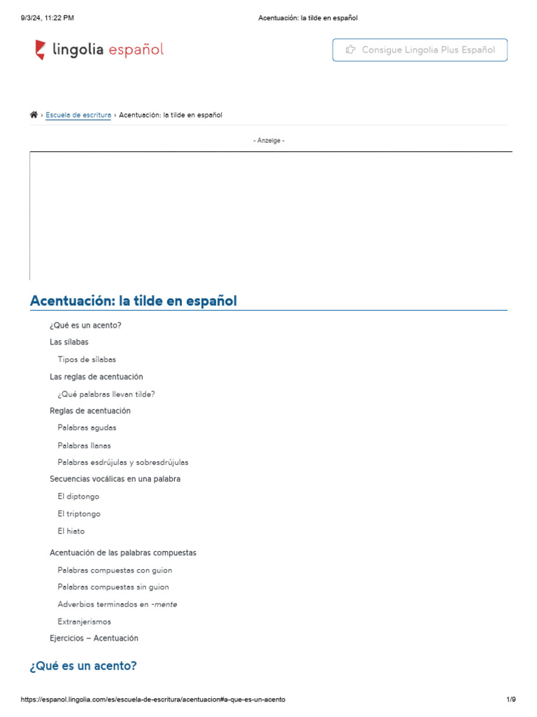 Acentuación - La Tilde en Español | PDF
