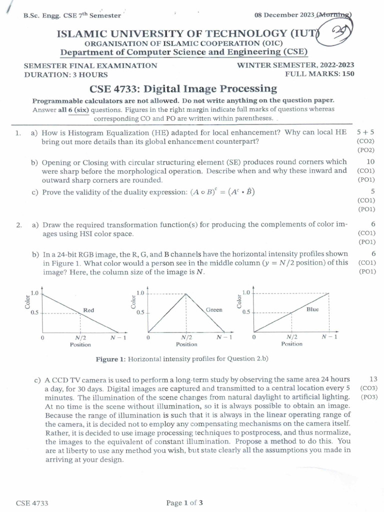 CSE 4733 Digital Image Processing | PDF