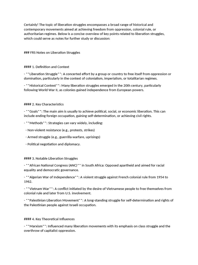 FRS Liberation Struggle Notes | PDF