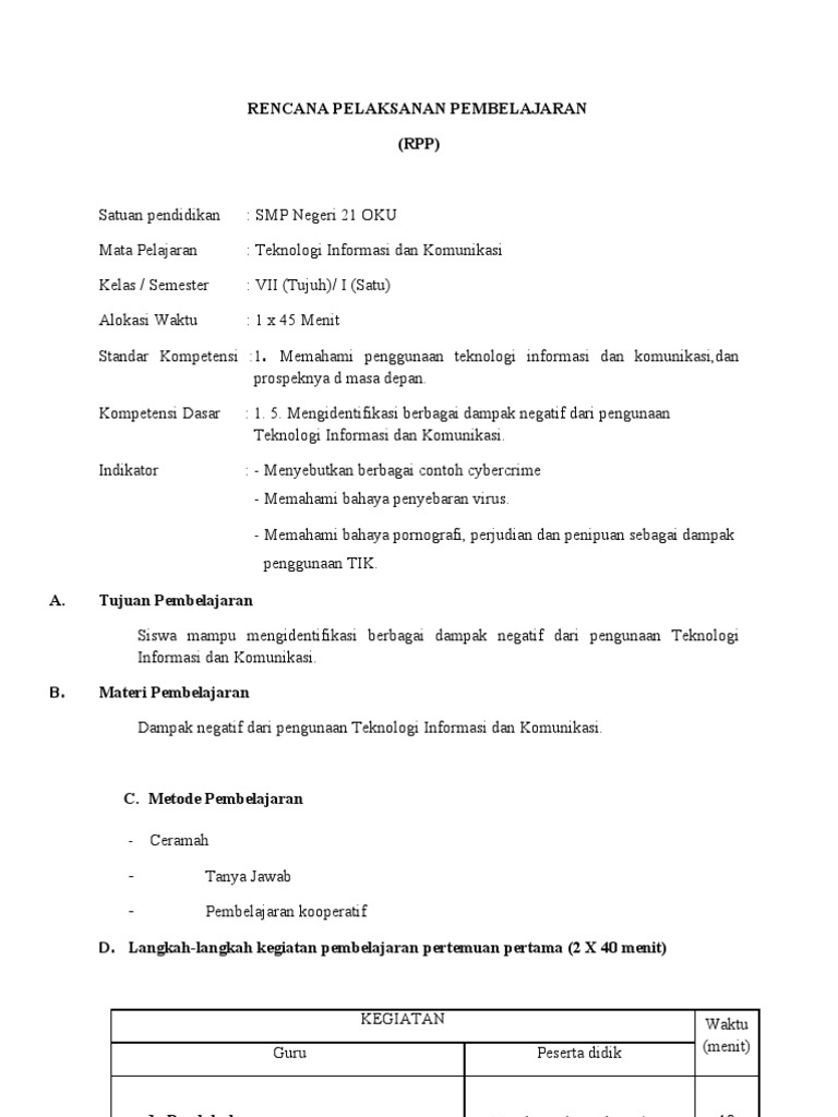 ALFREDO RPP Micro Teaching | PDF | Komputer