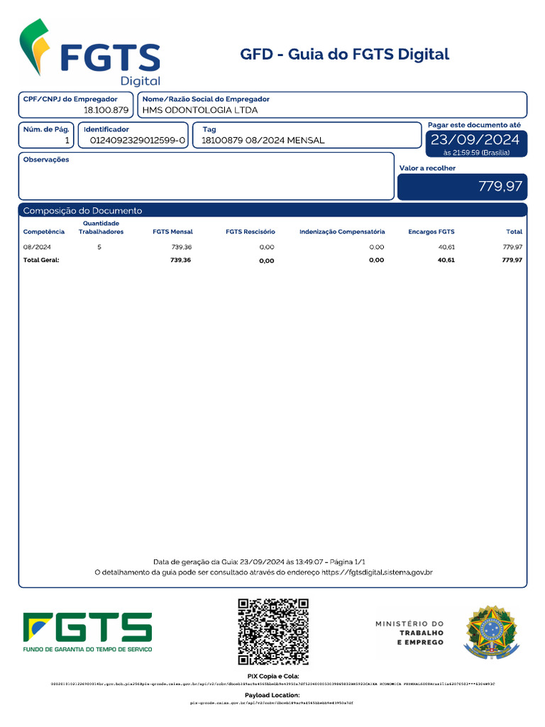 Guia FGTS Recalculada - HMS | PDF