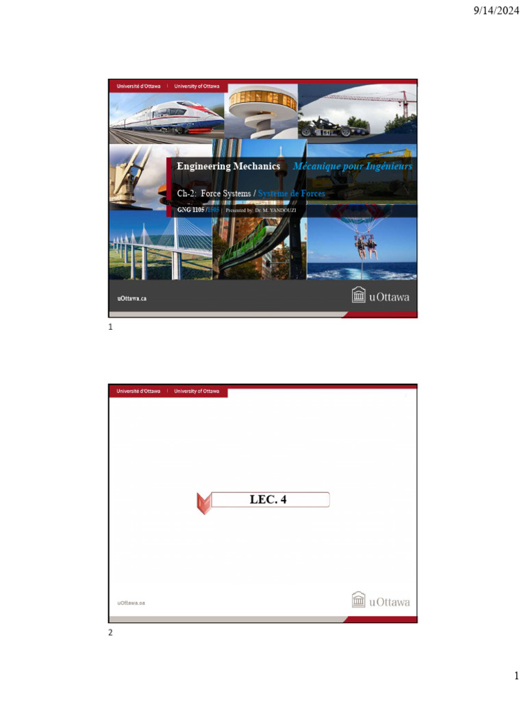 GNG1105 1505 Fall2024 Lec 4 - Students | PDF | Euclidean Vector | Force