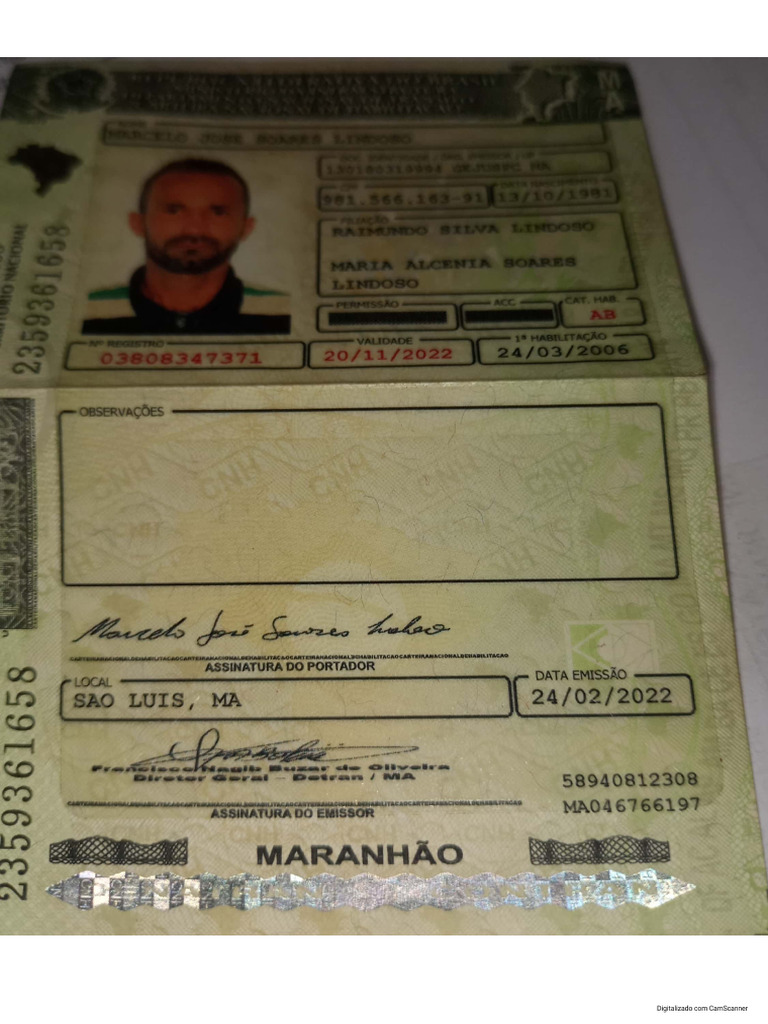 Marcelo Jose RG CPF RG Verso | PDF