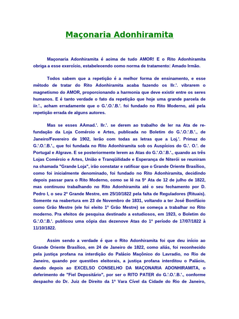 Maçonaria Adonhiramita | PDF
