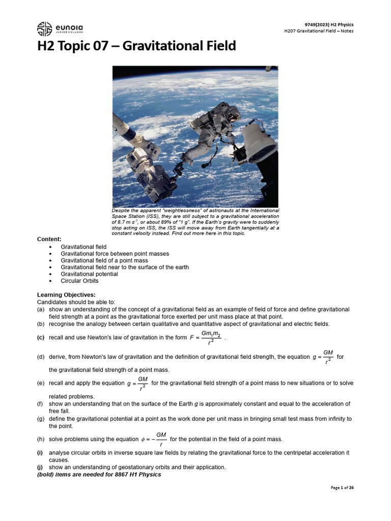 Gravitational Field Concepts in Physics | PDF | Force | Mass