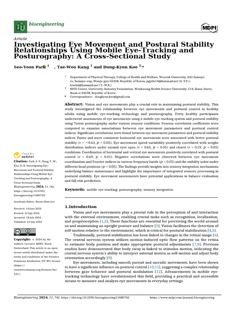 Investigating Eye Movement and Postural Stability | PDF