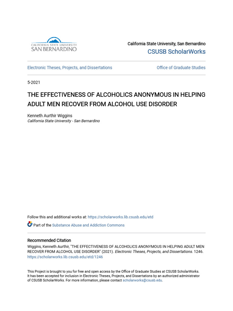 Alcoholics Anonymous Effectiveness for Men | PDF | Alcoholics Anonymous ...