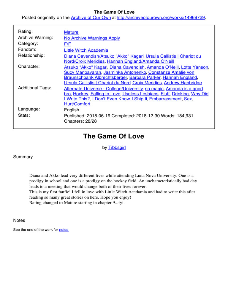 The Game of Love | PDF