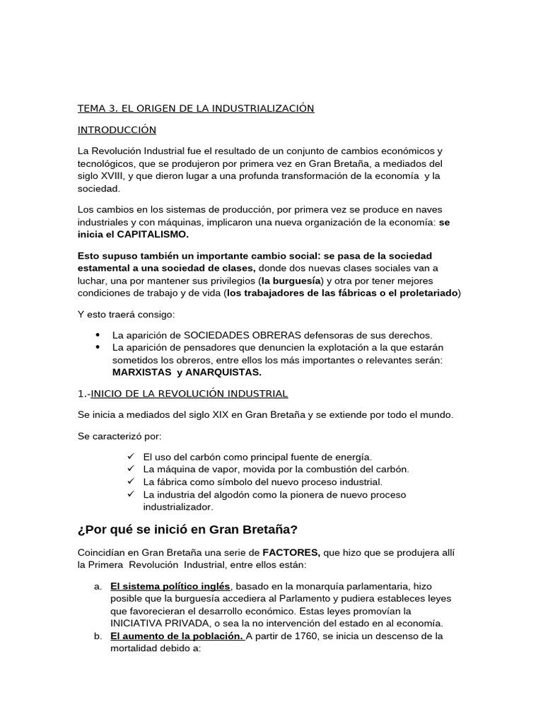 Tema 3 La Revoluciã N Industrial | PDF