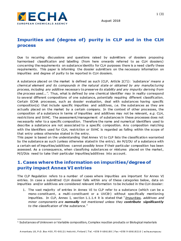 CLH Impurities Purity en | PDF