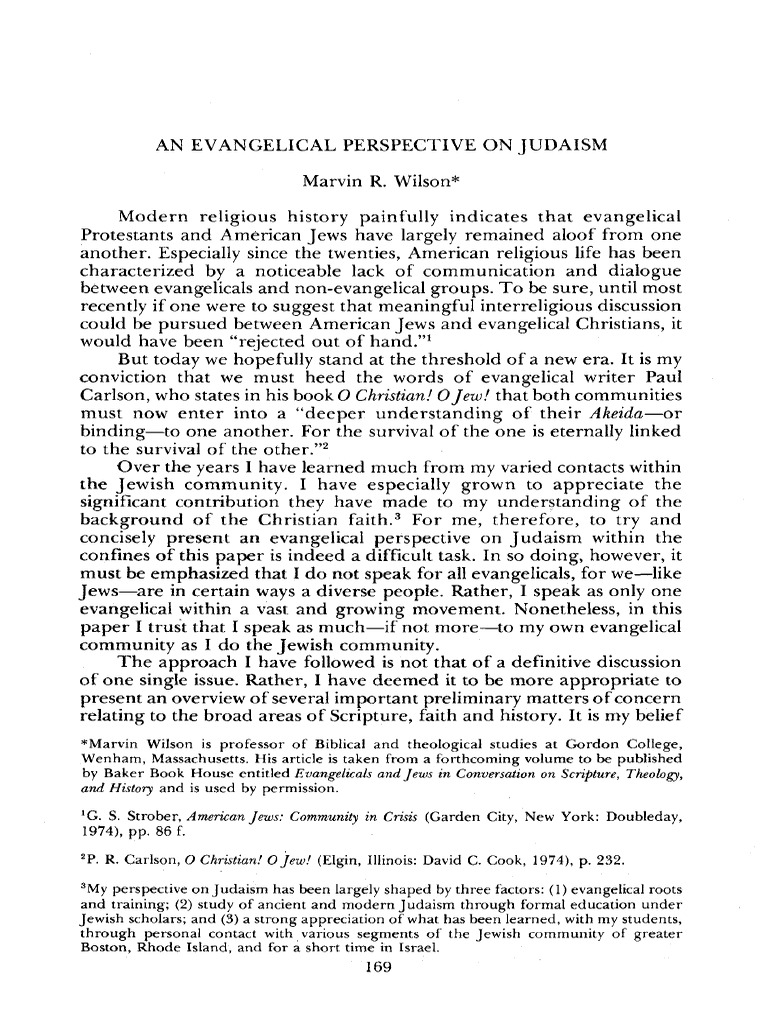 Wilson, Marvin R. (1976) - An Evangelical Perspective On Judaism (JETS ...