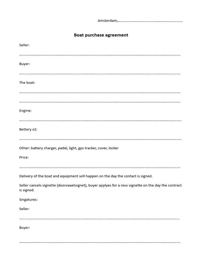 Boat Purchase Agreement | PDF