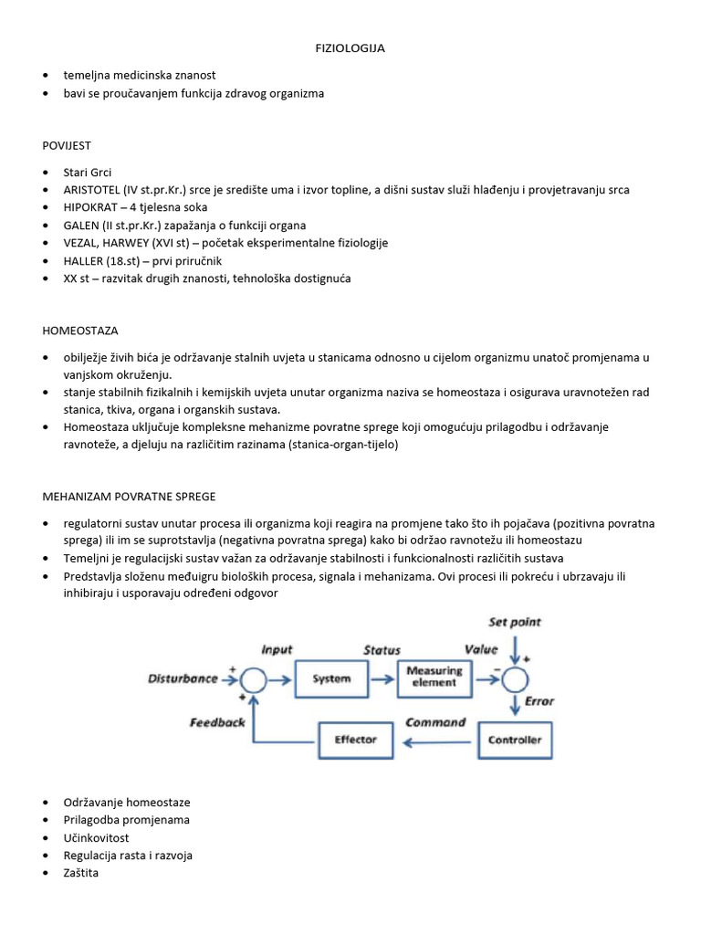 Skripta - Osnove Fiziologije | PDF