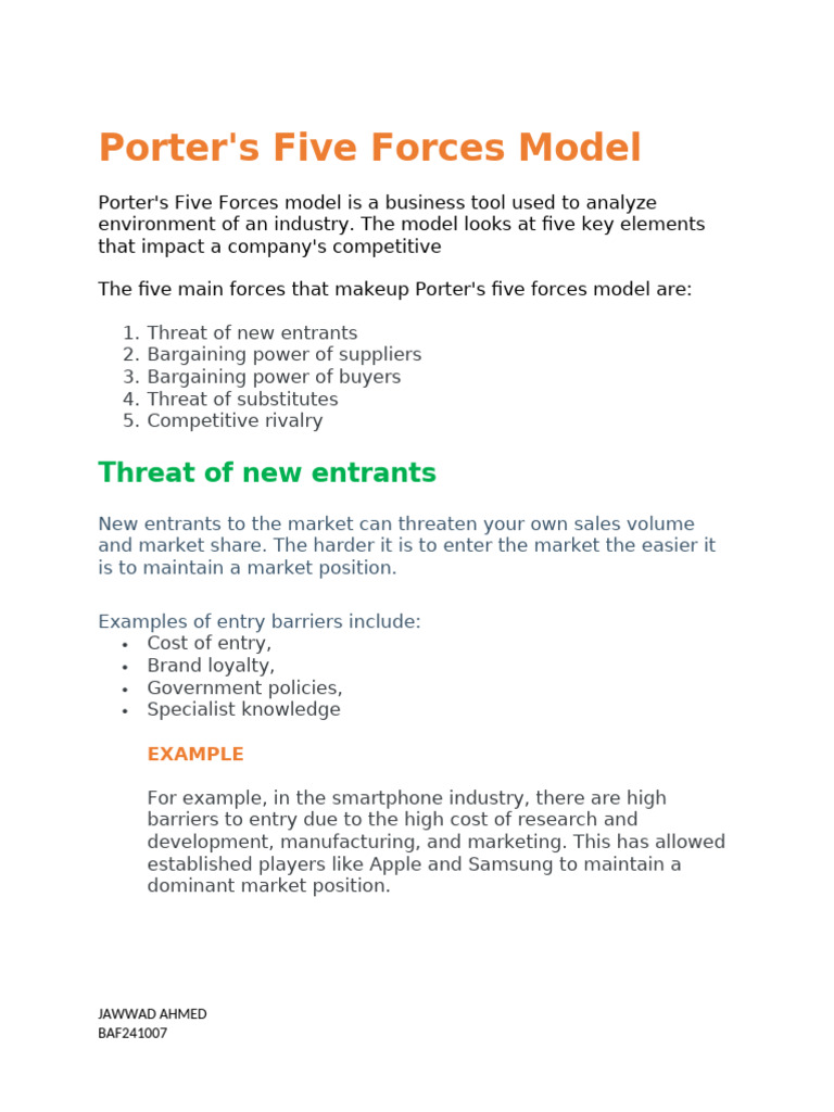 Porter's 5 Forces | PDF | Microeconomics | Marketing