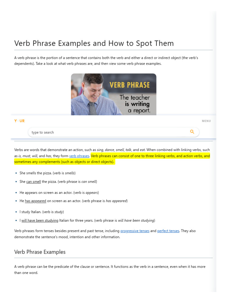 Verb Phrase Examples and How To Spot Them | PDF