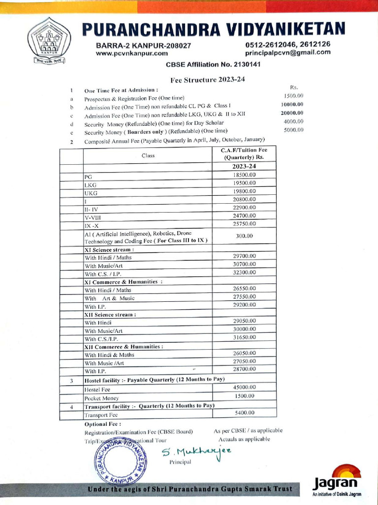 Fee Structure 2023-24 | PDF