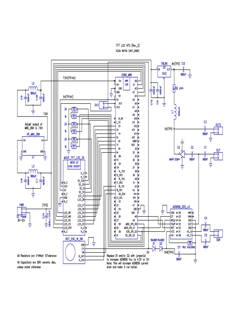 Tft Lcd Vfo Schematic Rev2 | PDF