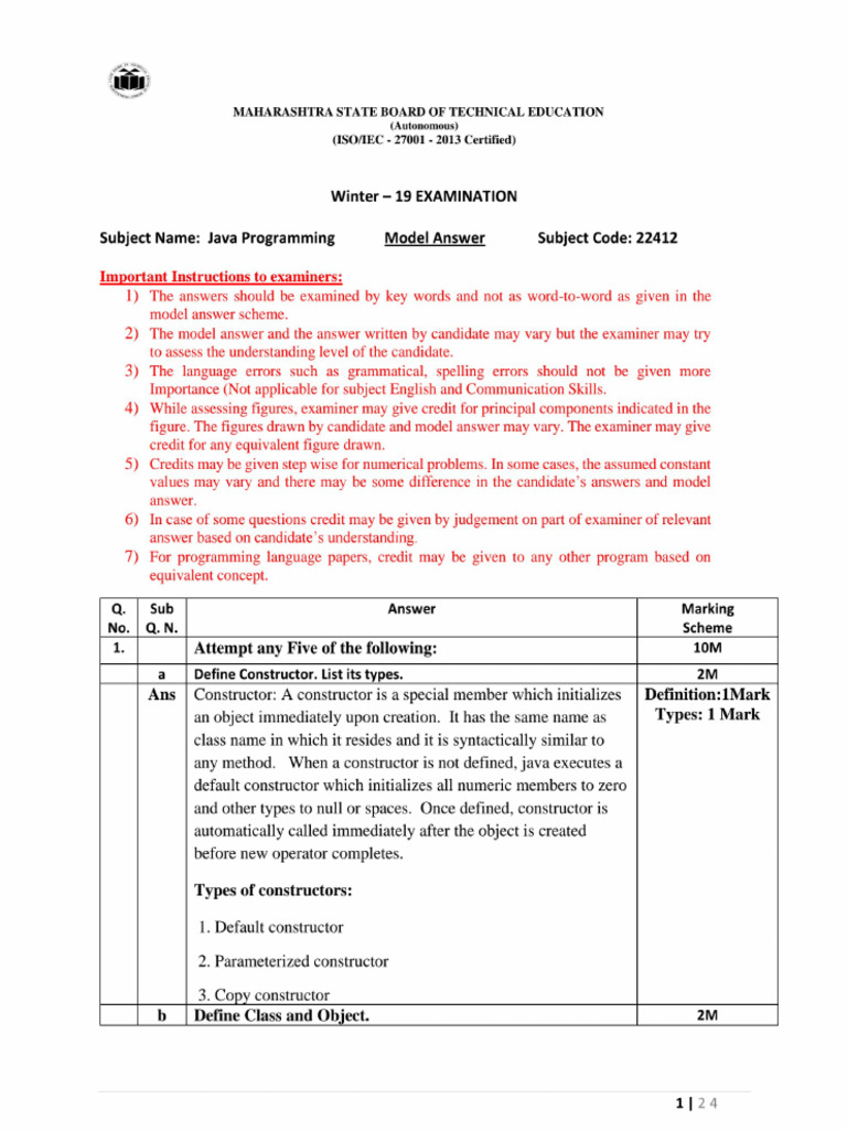 Model Answer Winter 2019 | PDF