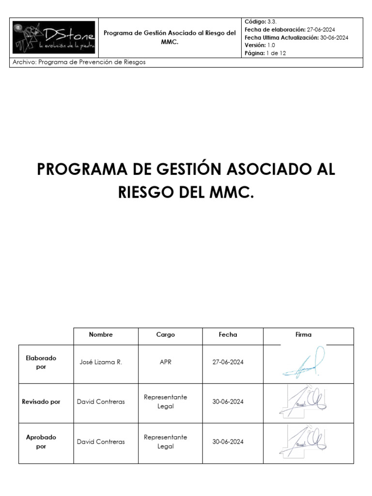3.3. - Programa de Gestión Asociado Al Riesgo Del MMC | PDF