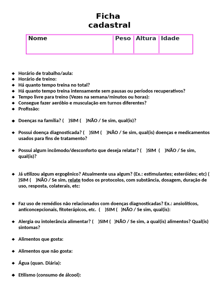 Ficha Cadastral | PDF
