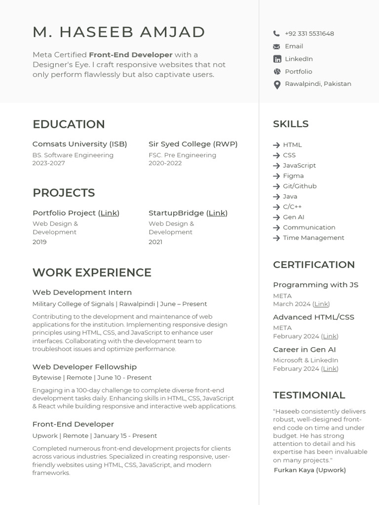 Front-End Dev Resume | PDF