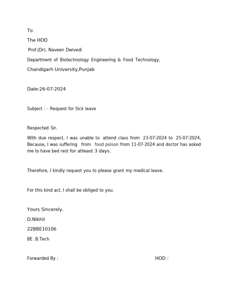 Hena Kamal Medical Leave | PDF