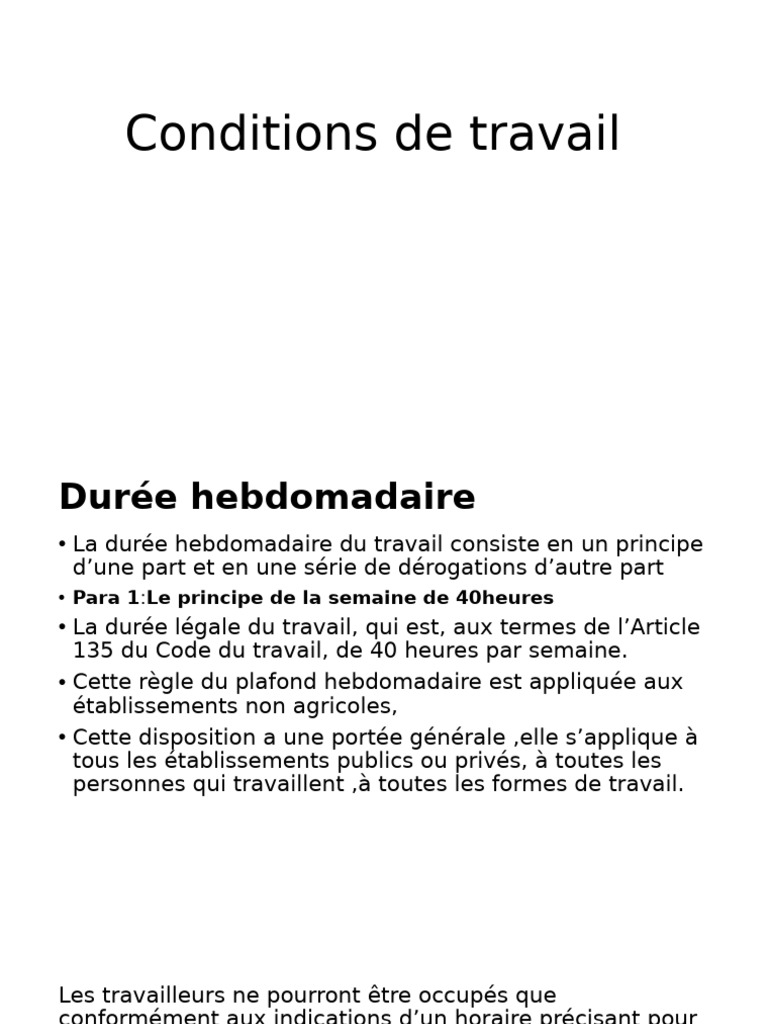 Conditions de Travail | PDF