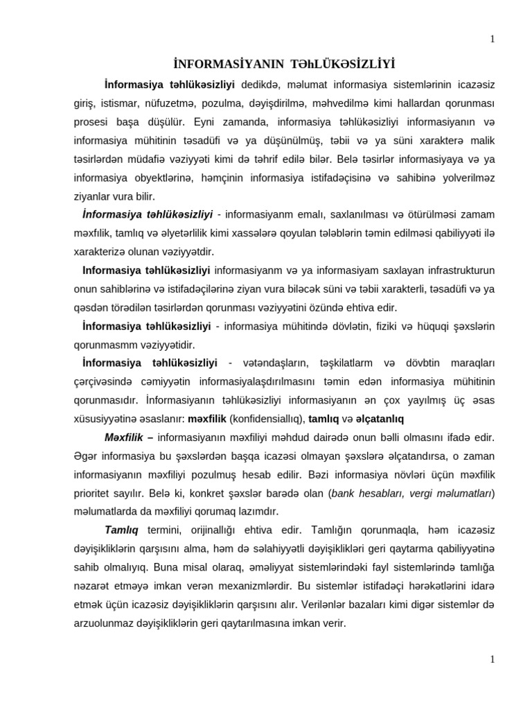 İnformasiya Tehlukesizliyi | PDF