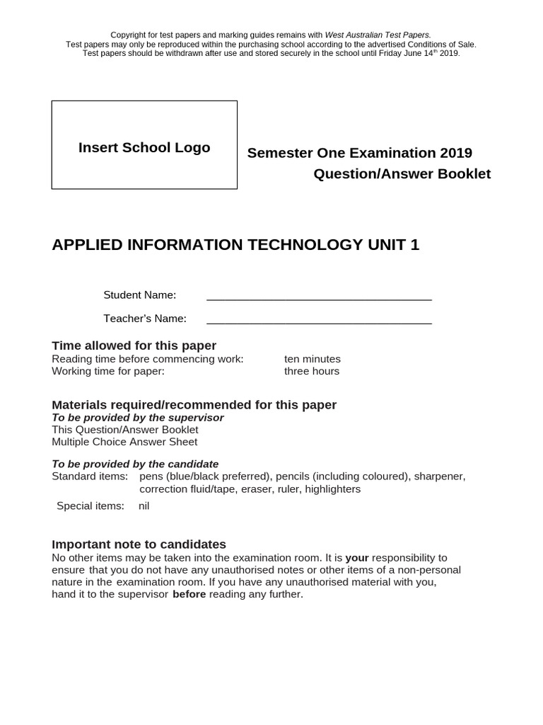 2019 Ait Unit 1 Exam | PDF