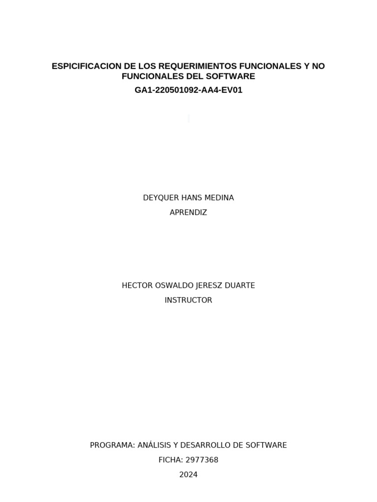 Especificacion De Requerimientos Funcionales Pdf 6136