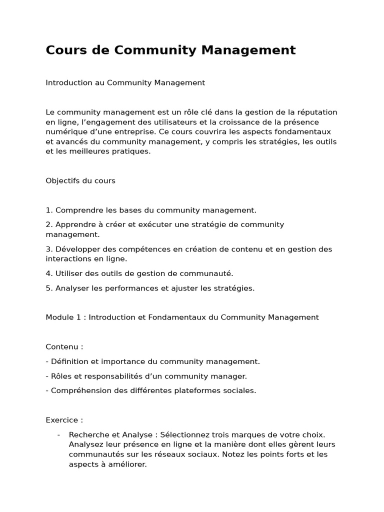 Cours Community Management Pdf