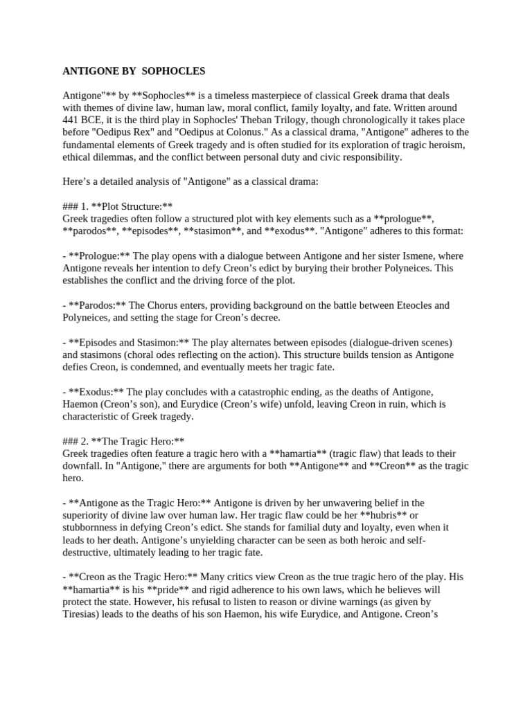 Antigone by Sophocles | PDF | Sophocles | General Fiction