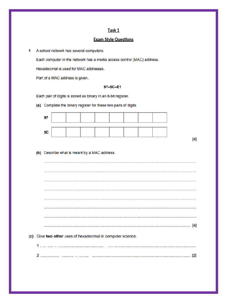 Task 1 - Exam Style Questions | PDF