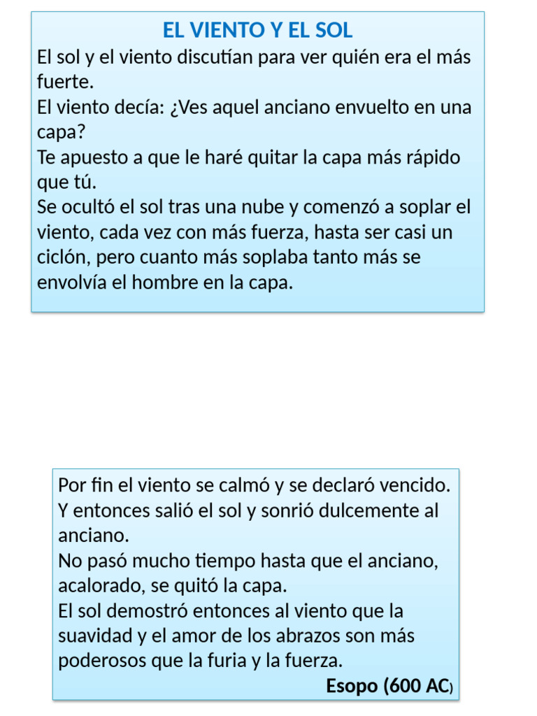 Lectura El Viento y El Sol. | PDF