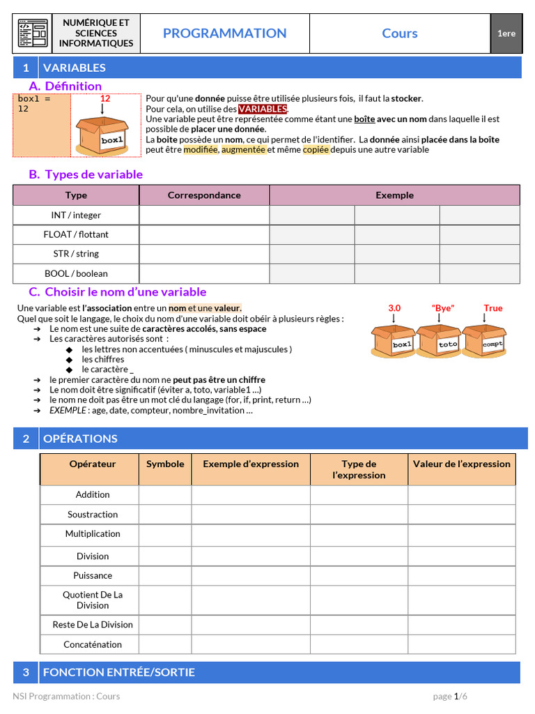 Cours Programmation Eleve | PDF
