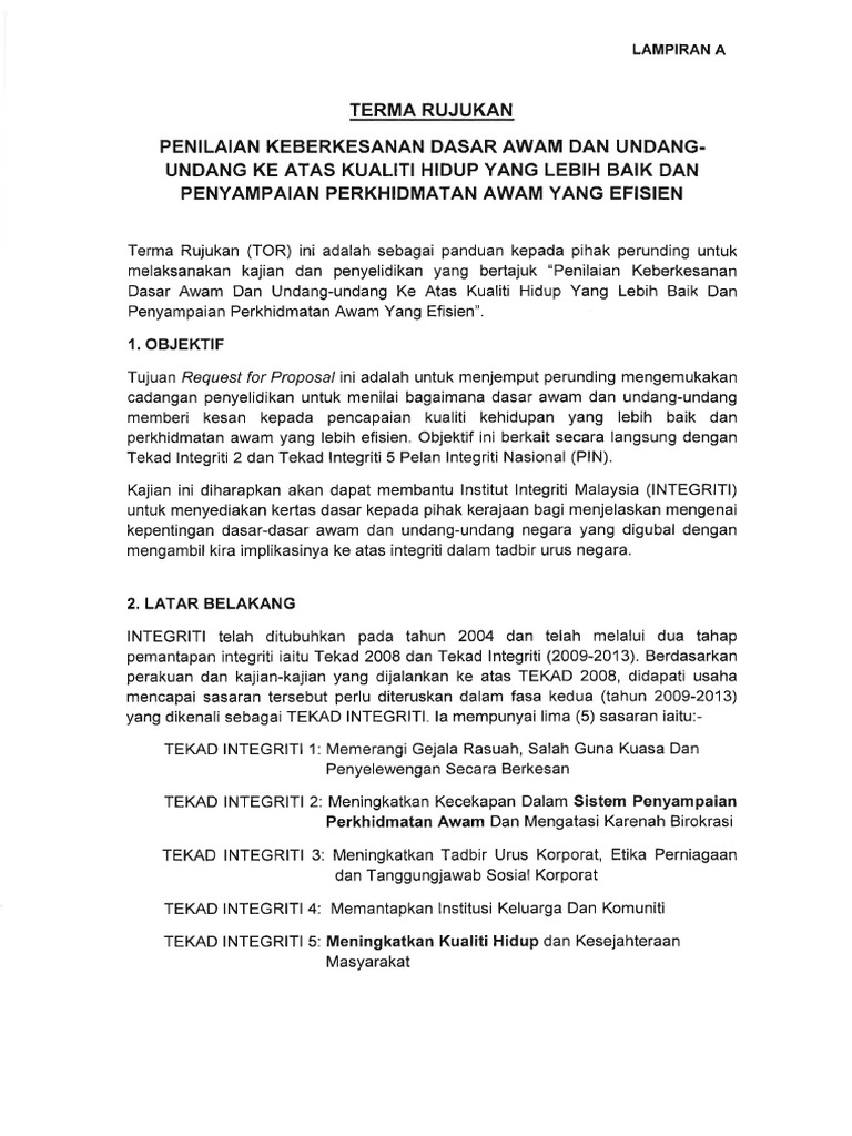 Terma-Rujukan TOR | PDF