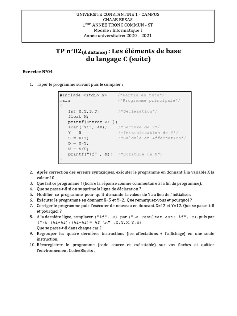 TP02 Info - À Distance | PDF