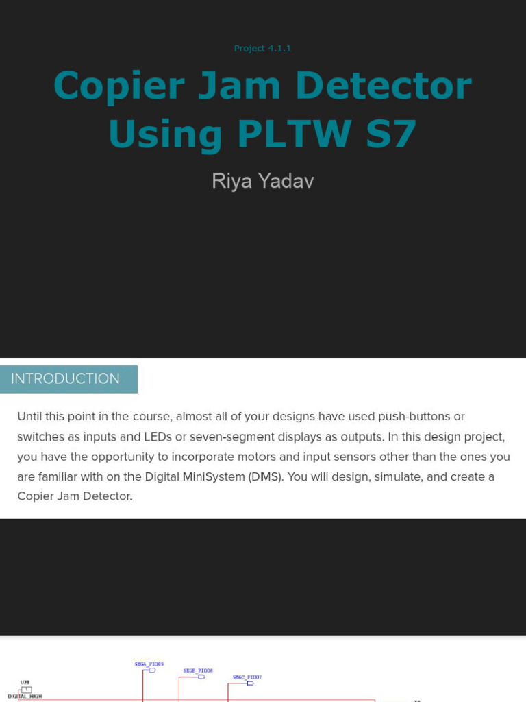 Project 4.1.1 Copier Jam Detector Using PLTW S7 | PDF