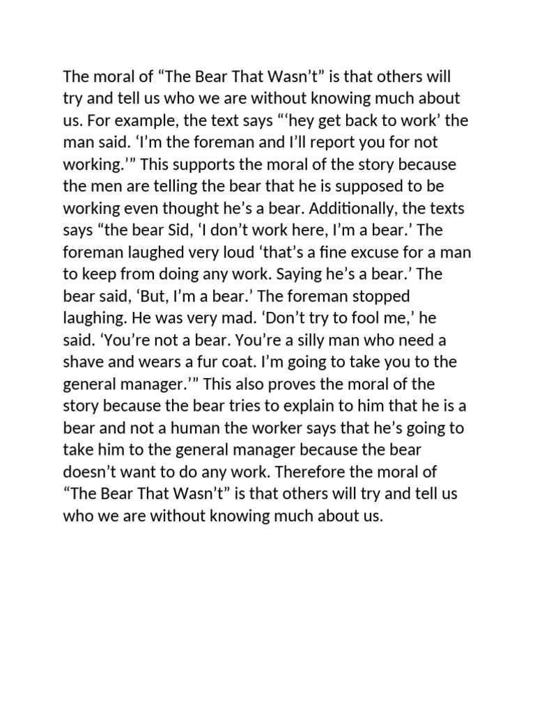 The Bear That Wasnt R.A.C.E.S Paragraph | PDF