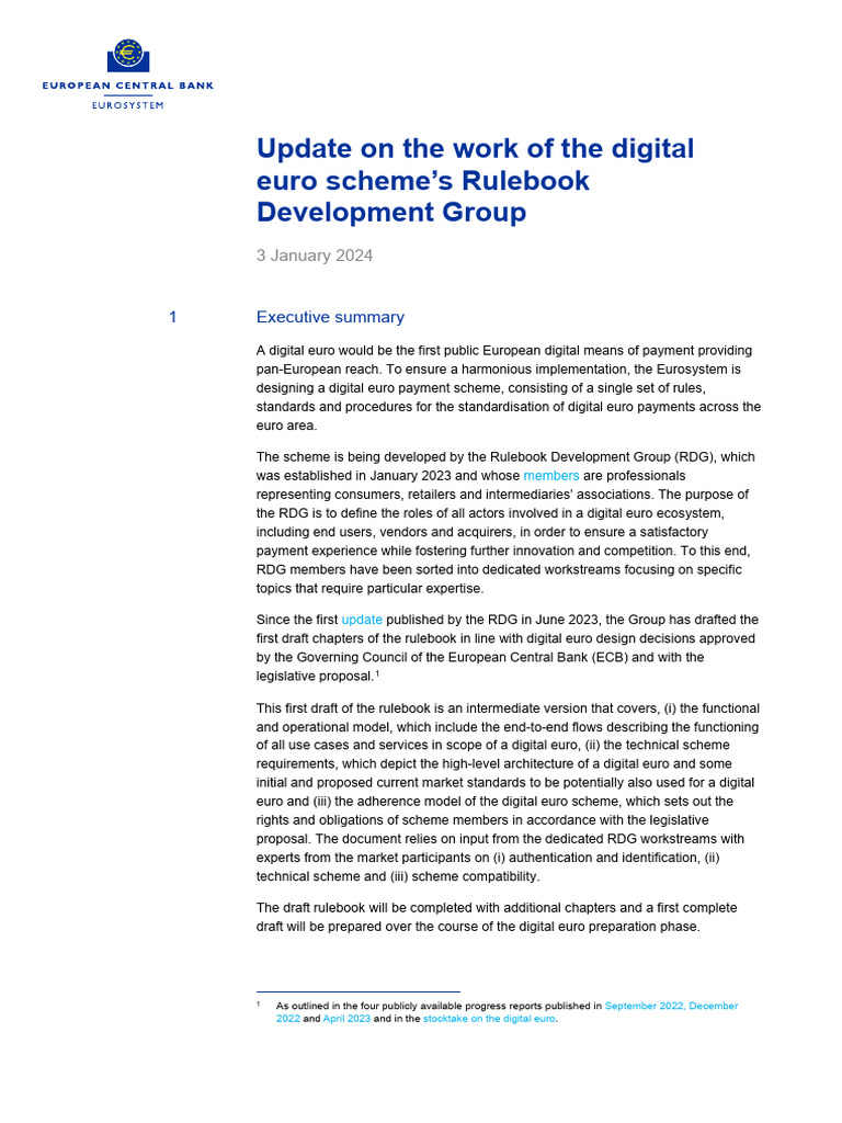 Ecb - Degov240103 RDG Digital Euro Schemes Update - en | PDF | Payments ...