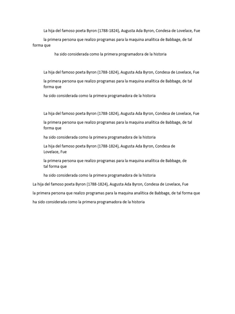 La hija del famoso poeta Byron (1) | PDF