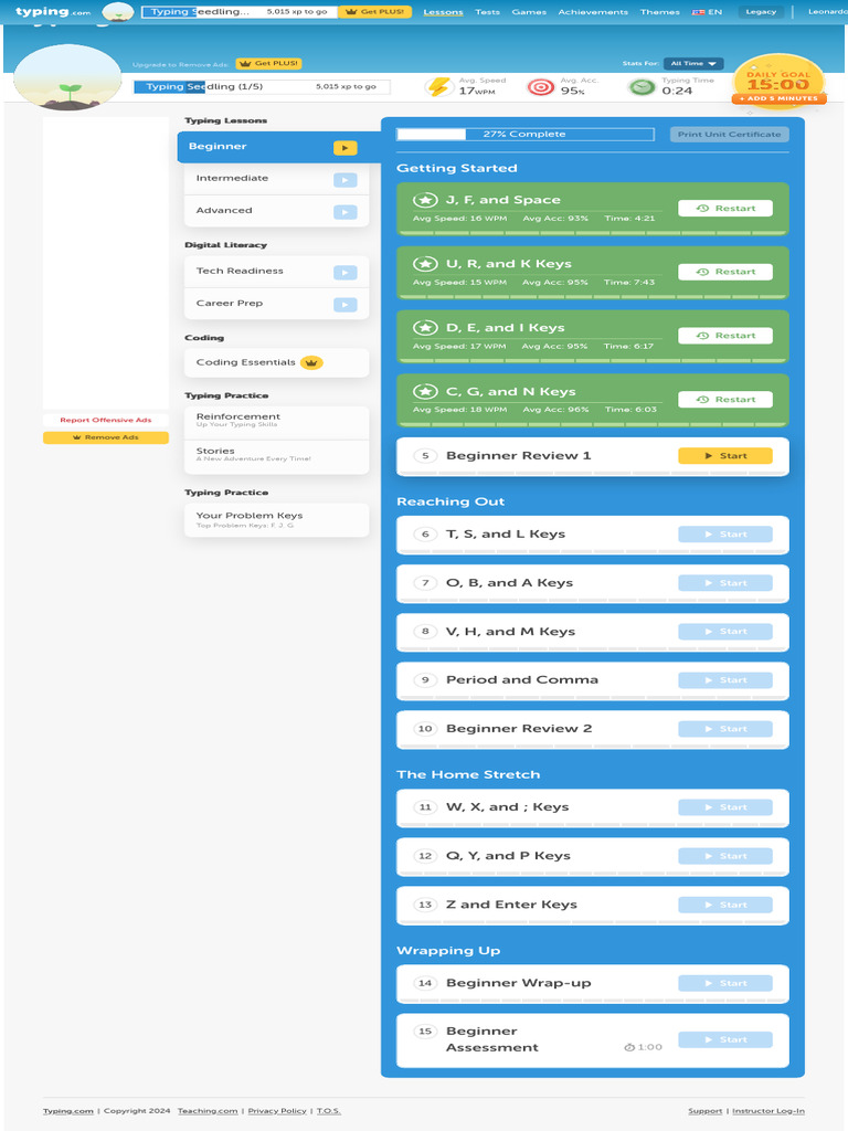 Typing Lessons - Learn To Type and Improve Typing Speed Free | PDF