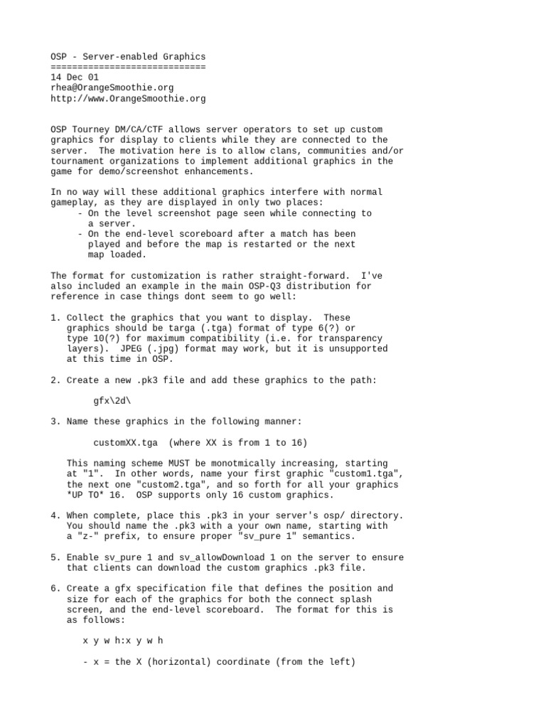 Osp q3 ServerGfx | PDF