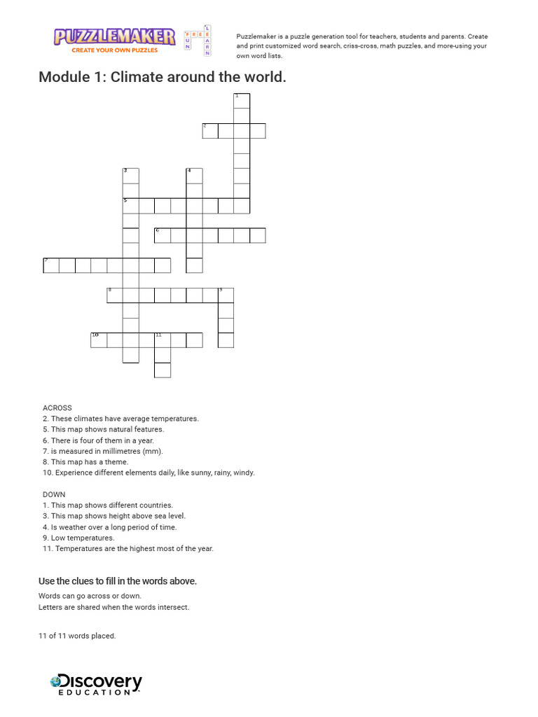 Criss Cross Puzzle - MODULE 1 | PDF