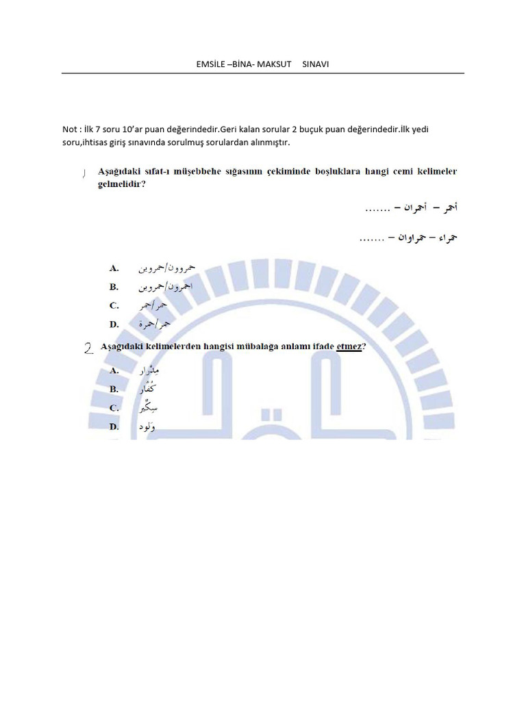 Emsile Maksut Sınavı | PDF