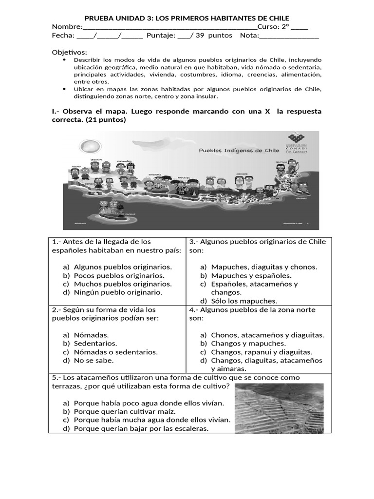 Prueba Pueblos Originarios Segundo | PDF