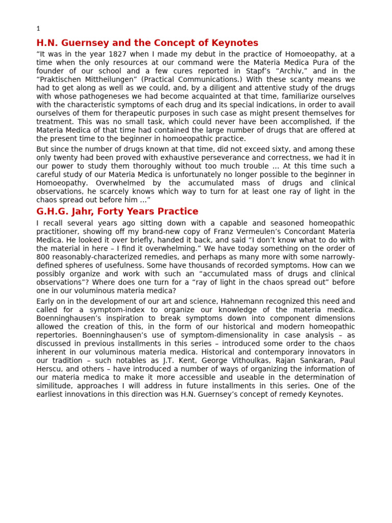 Guernsey Keynotes Concept | PDF | Homeopathy | Self-Improvement