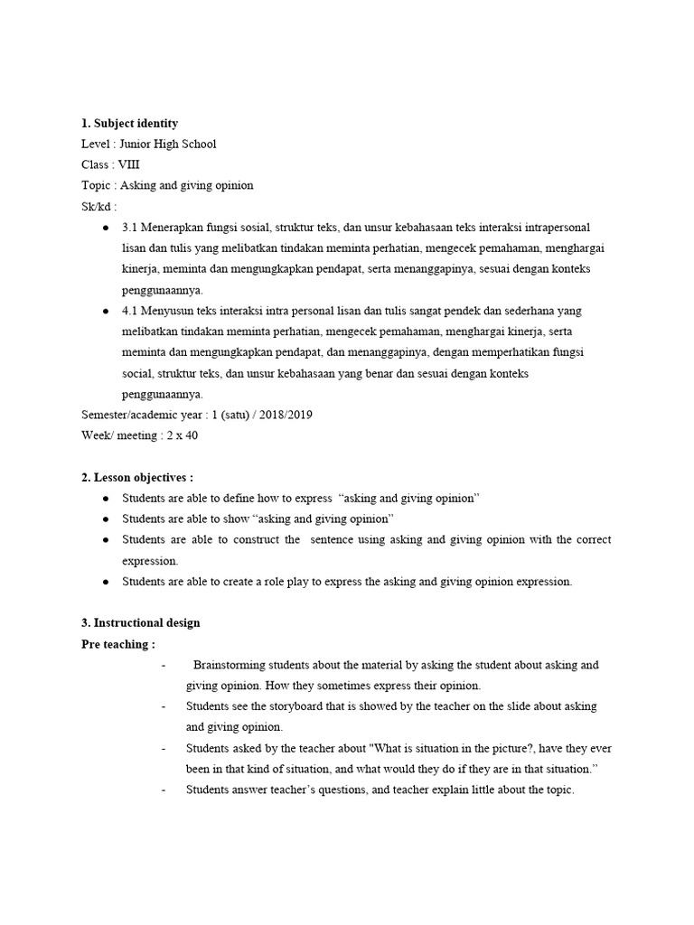 Lesson Plan Group 8 ClassA | PDF